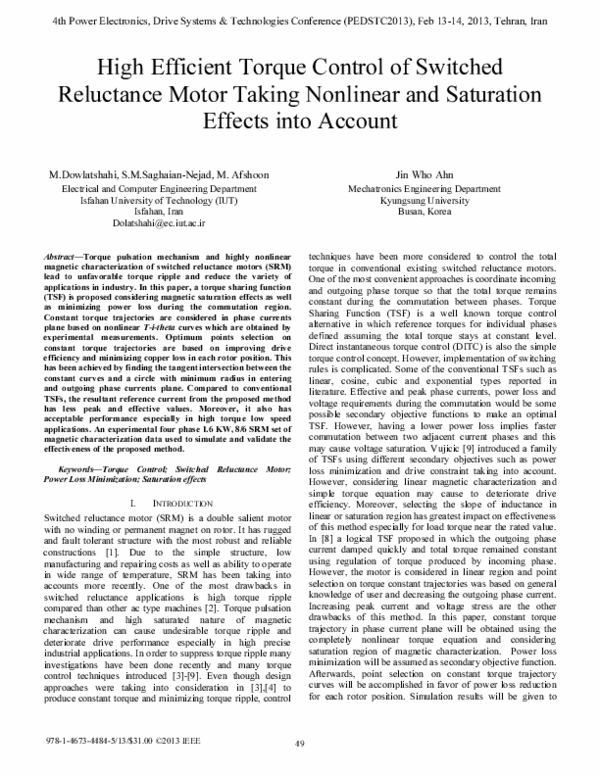 (PDF) Efficient Torque Control of Switched Reluctance Motors
