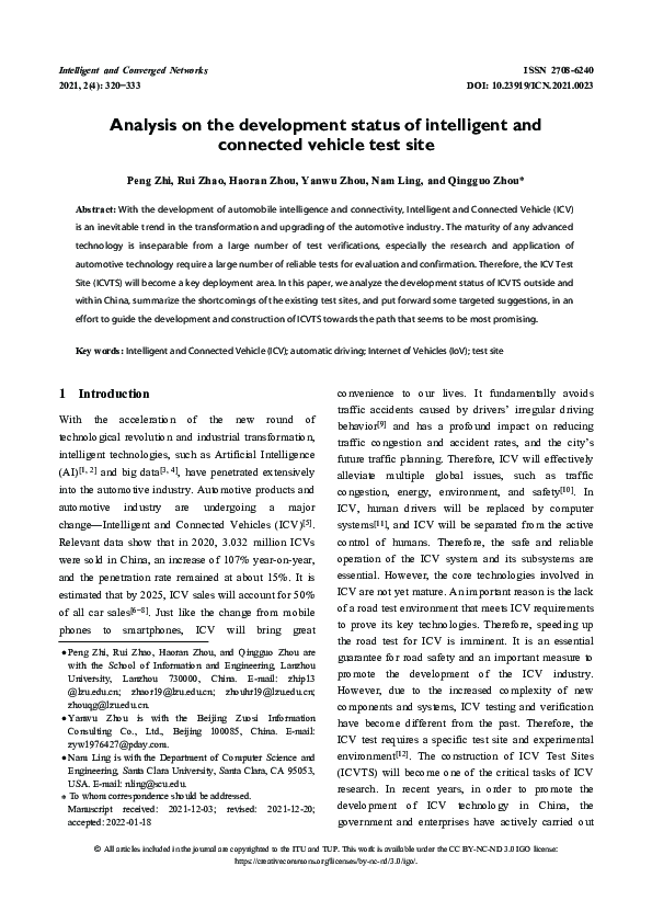 (PDF) Development Status and Improvement of ICV Test Sites