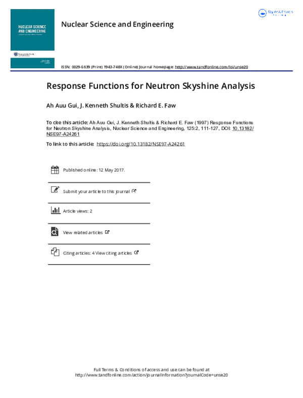 (PDF) Response Functions for Neutron Skyshine Analysis