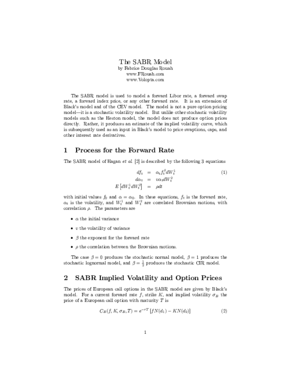 (PDF) The SABR Model
