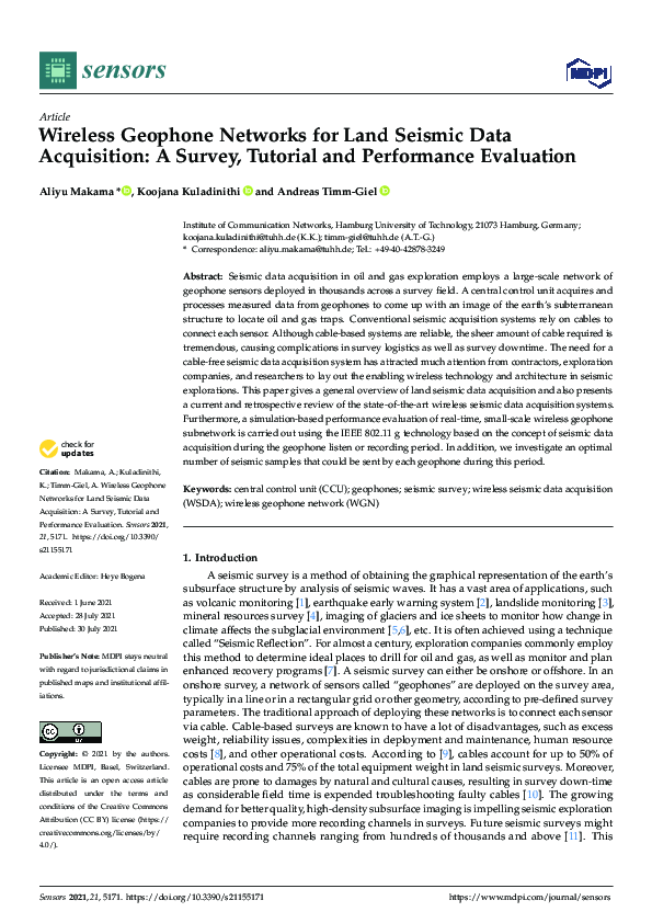 (PDF) Wireless Geophone Networks for Land Seismic Data Acquisition: A ...