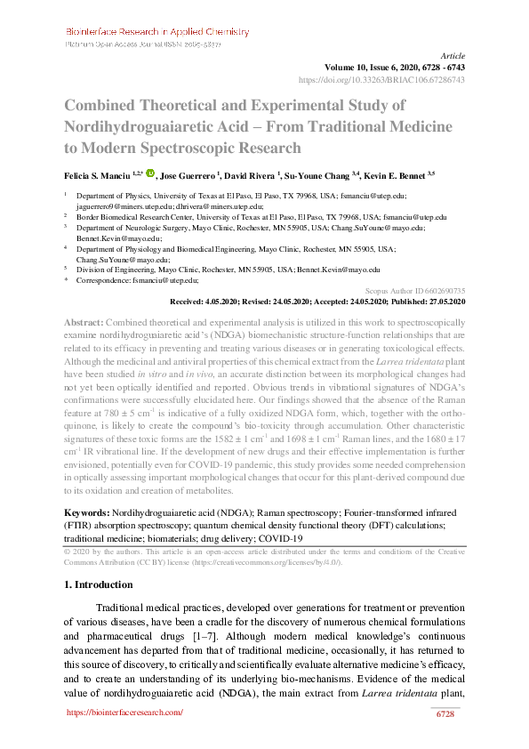 (PDF) Combined Theoretical and Experimental Study of Nordihydroguaiaretic Acid – From ...
