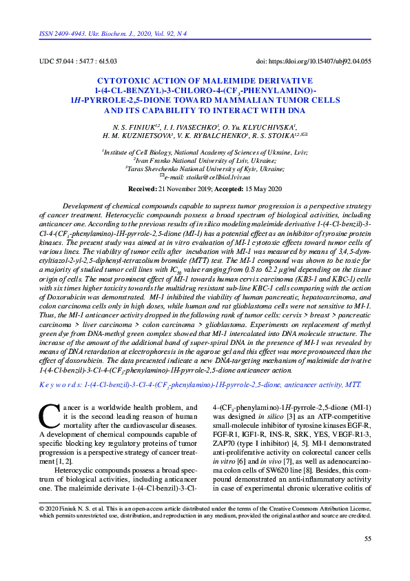 (PDF) Cytotoxic action of maleimide derivative 1-(4-Cl-benzyl)-3-chloro-4-(CF(3)-phenylamino)-1H ...