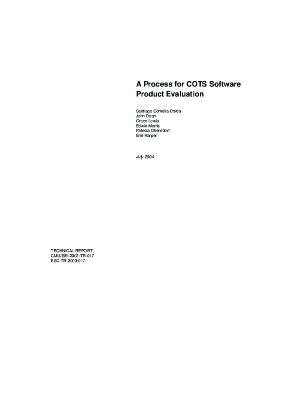 (PDF) A Process for COTS Software Product Evaluation