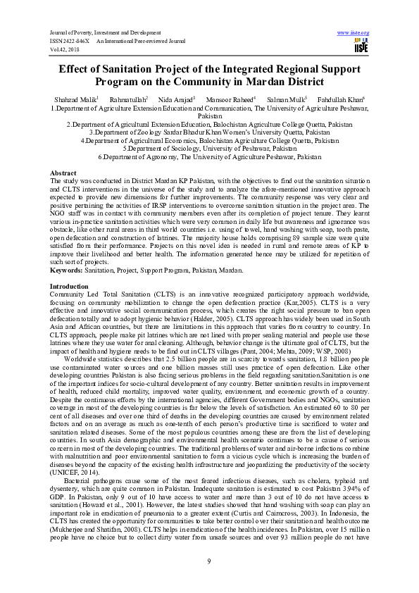 (PDF) Effect of Sanitation Project of the Integrated Regional Support ...