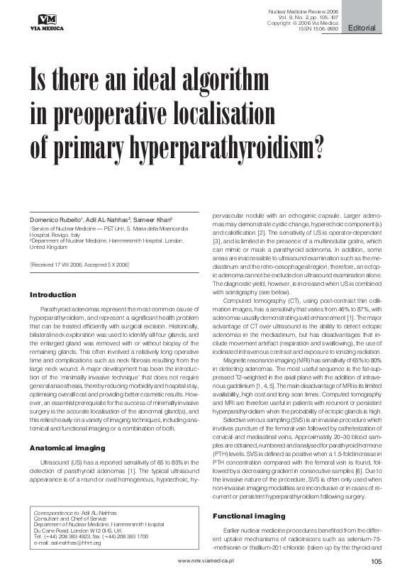 Pdf Is There An Ideal Algorithm In Preoperative Localisation Of