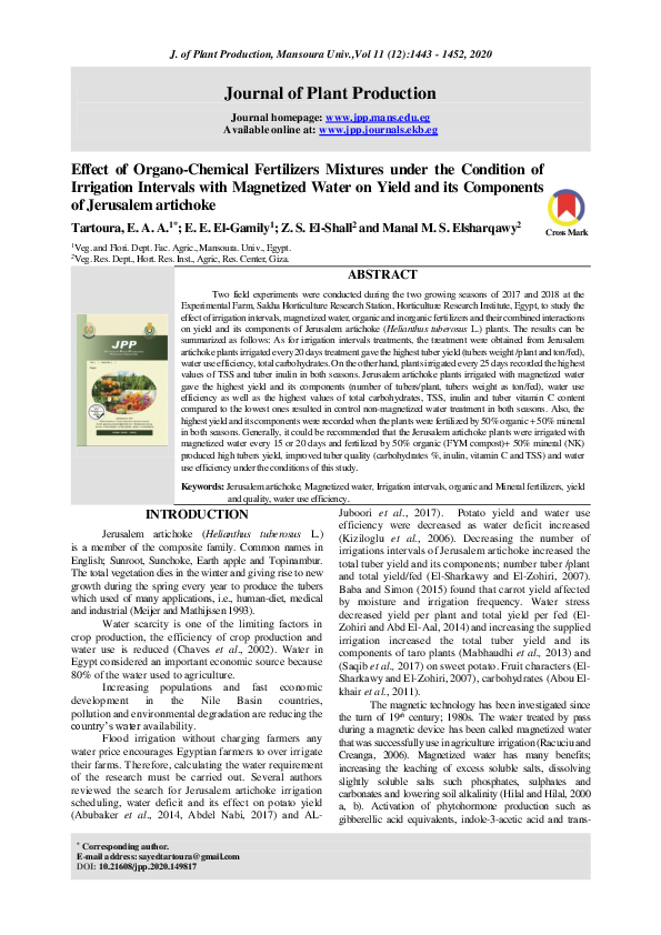 (PDF) Effect of Organo-Chemical Fertilizers Mixtures under the ...