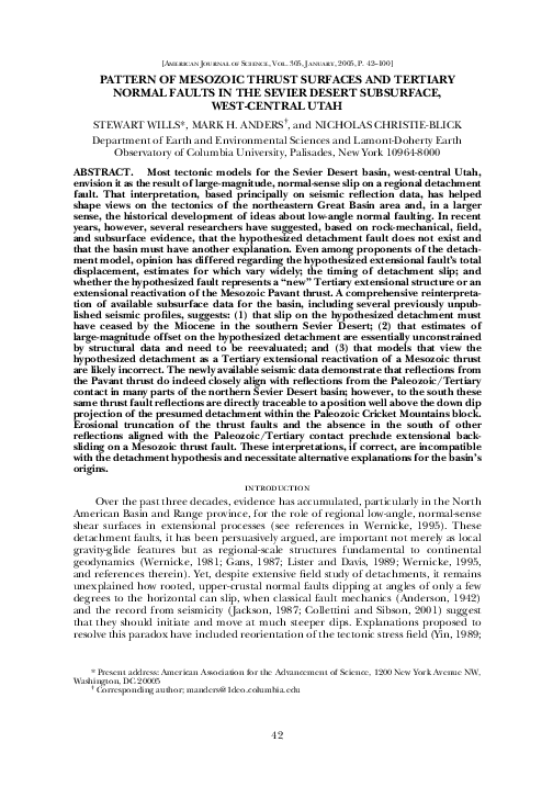 (PDF) Pattern of Mesozoic thrust surfaces and Tertiary normal faults in ...