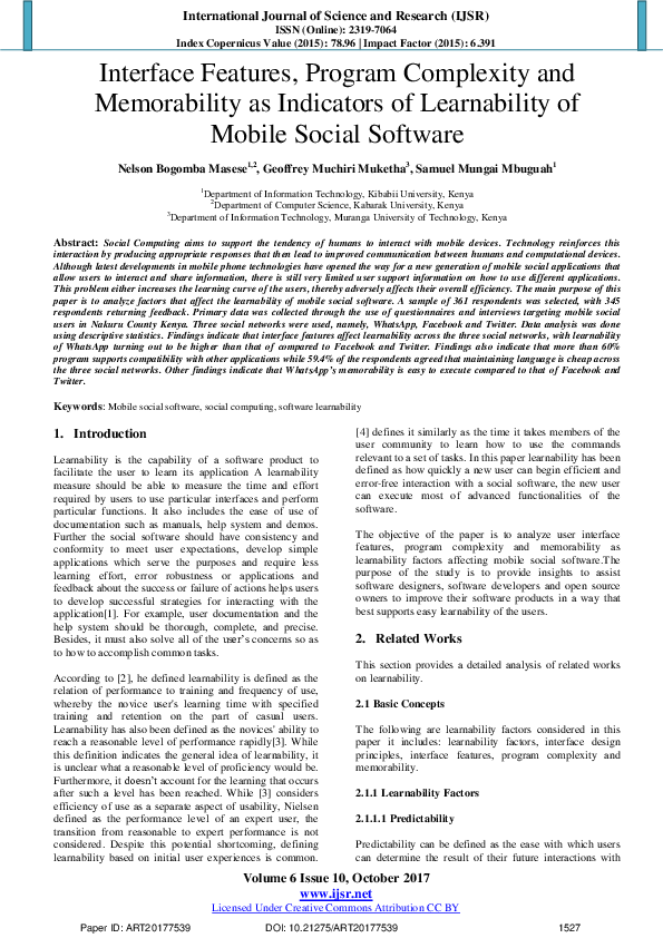 (PDF) Interface Features, Program Complexity and Memorability as Indicators of Learnability of ...