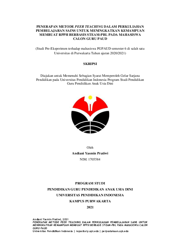 (PDF) Penerapan Metode Peer Teaching Dalam Perkuliahan Pembelajaran ...