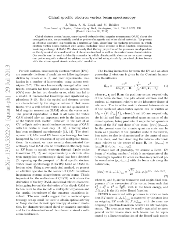 (PDF) Chiral-specific electron-vortex-beam spectroscopy
