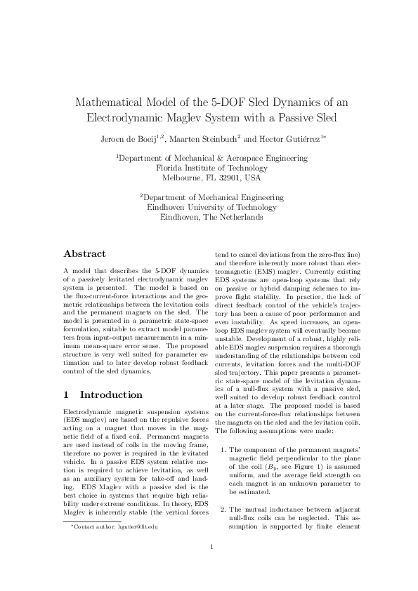 (PDF) Mathematical model of the 5-DOF sled dynamics of an electrodynamic maglev system with a ...