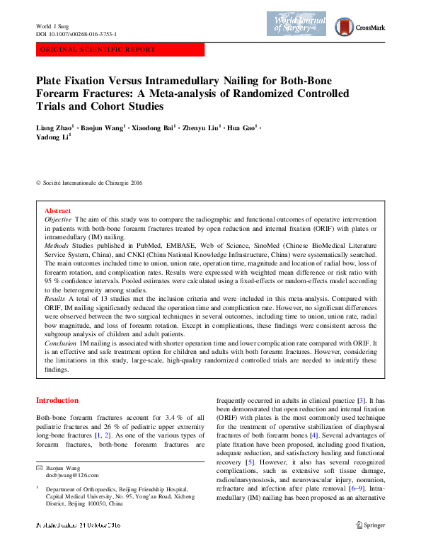 (PDF) Plate fixation versus intramedullary nailing for displaced extra-articular distal tibia ...