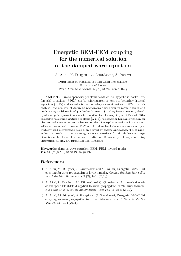 (PDF) Energetic BEM-FEM coupling for the numerical solution of the damped wave equation