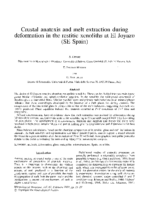 (PDF) Crustal anatexis and melt extraction during deformation in the ...