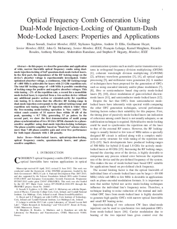 (PDF) Optical Frequency Comb Generation Using Dual-Mode Injection-Locking of Quantum-Dash Mode ...