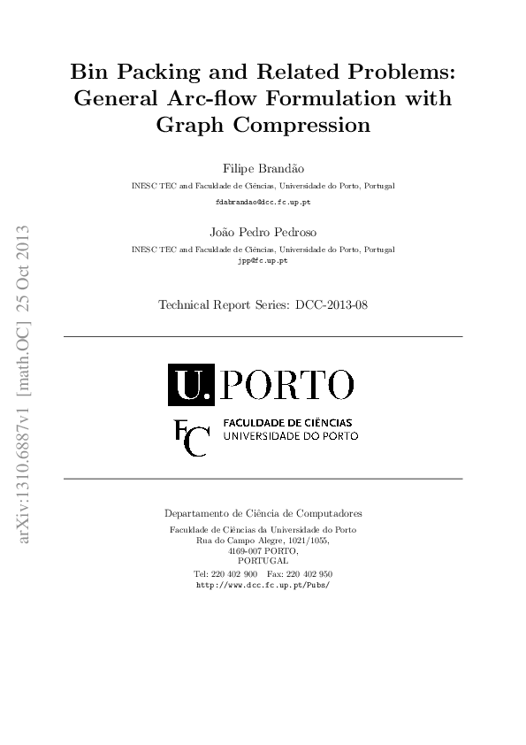 (PDF) Bin packing and related problems: General arc-flow formulation with graph compression