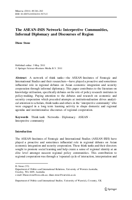 (PDF) The ASEAN-ISIS Network: Interpretive Communities, Informal ...
