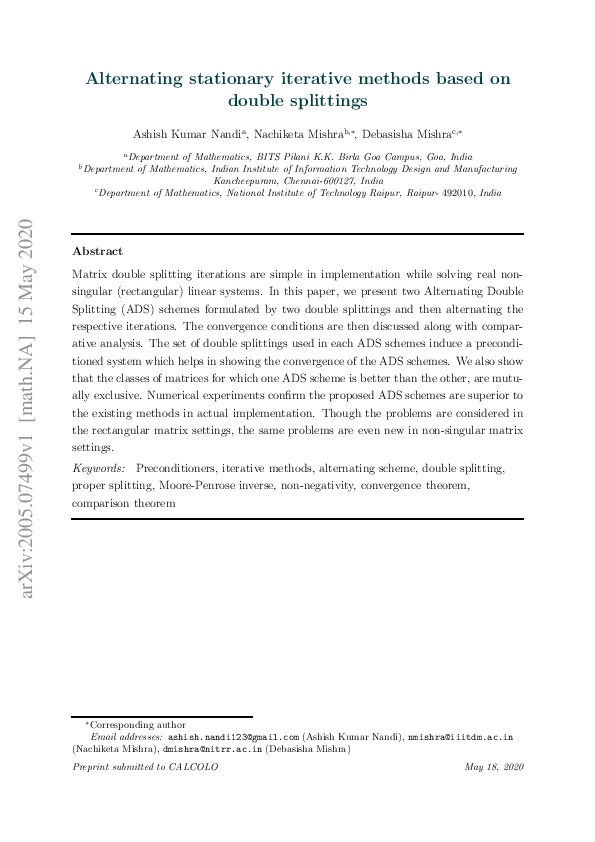 (PDF) Alternating stationary iterative methods based on double ...