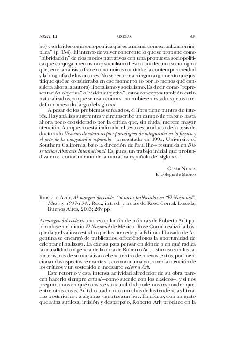 (PDF) Roberto Arlt, Al margen del cable. Crónicas publicadas en “El ...