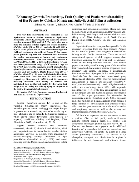 (PDF) Enhancing Growth, Productivity, Fruit Quality and Postharvest ...