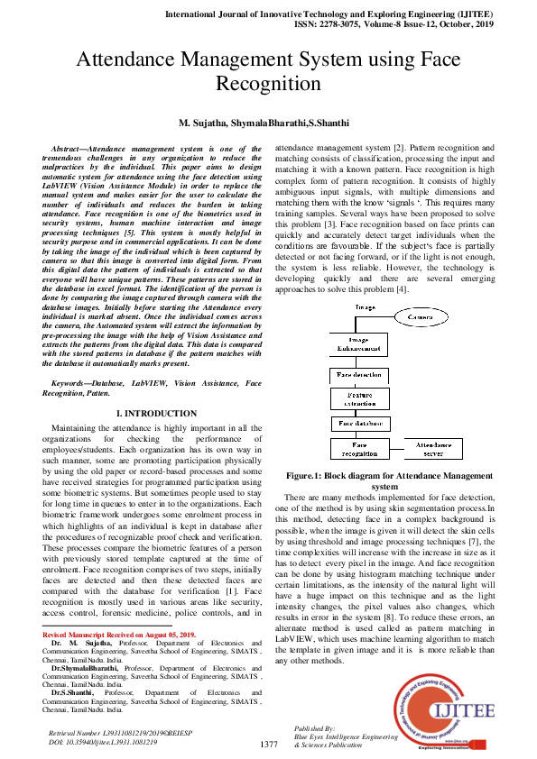 (PDF) Attendance Management System using Face Recognition
