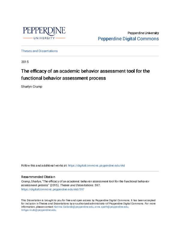 (PDF) The efficacy of an academic behavior assessment tool for the ...