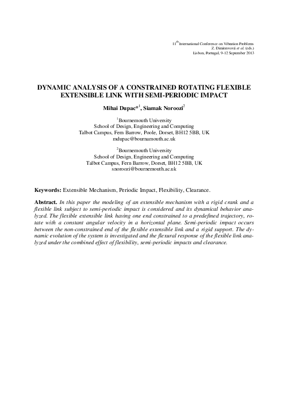 (PDF) Dynamic Analysis of a Constrained Rotating Flexible Extensible Link with Semi-Periodic Impact