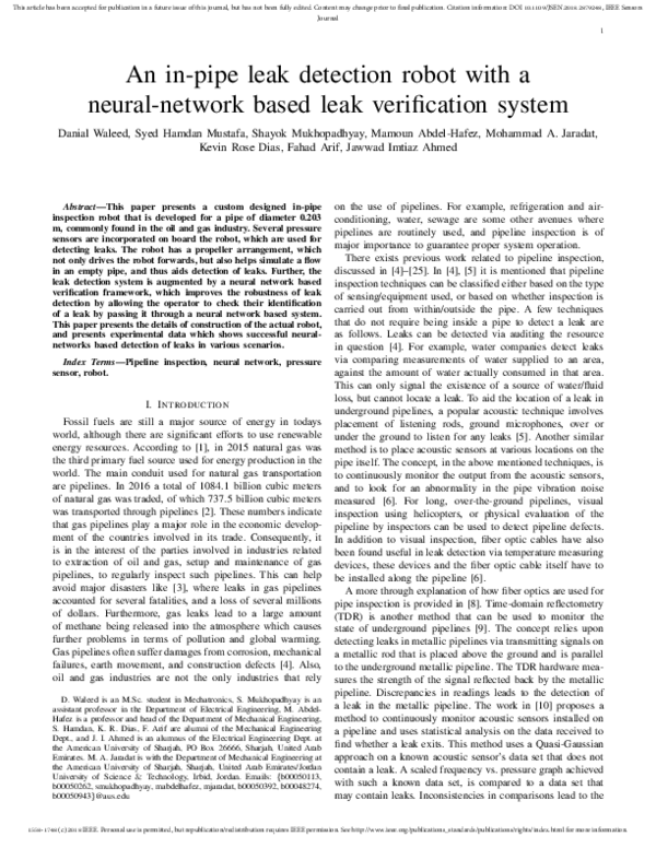 (PDF) An In-Pipe Leak Detection Robot With a Neural-Network-Based Leak Verification System
