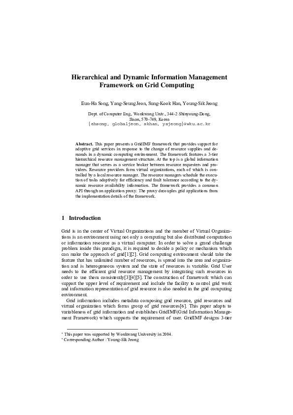 (PDF) Hierarchical and Dynamic Information Management Framework on Grid Computing