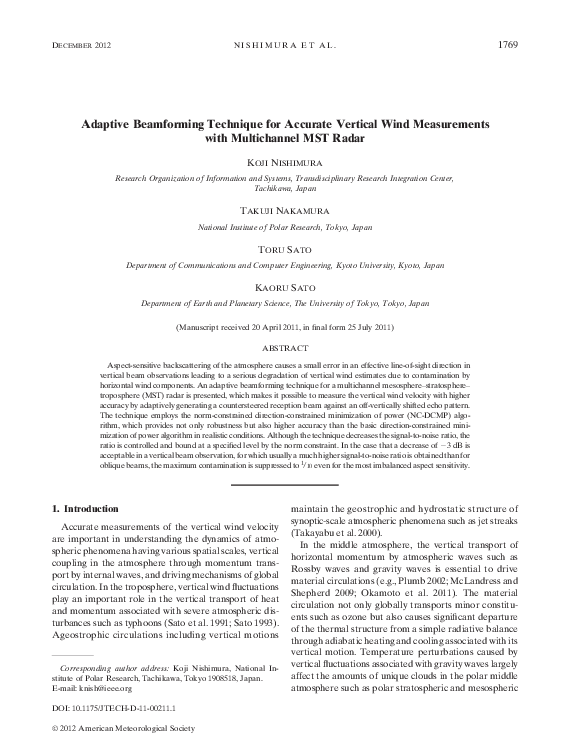 (PDF) Adaptive Beamforming Technique for Accurate Vertical Wind ...