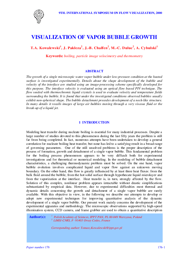 (PDF) Visualization of vapour bubble growth