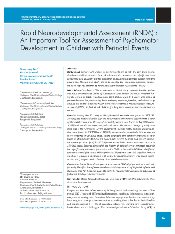 (PDF) Rapid Neurodevelopmental Assessment (RNDA) : An Important Tool ...