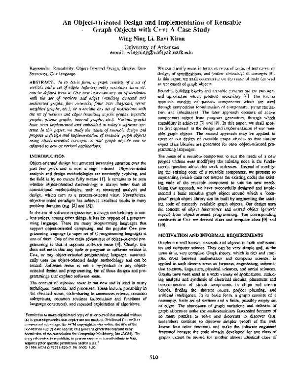 (PDF) An object-oriented design and implementation of reusable graph ...