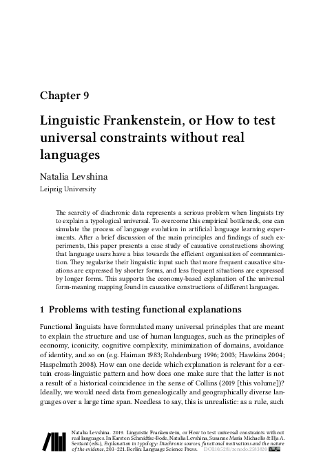 (PDF) Linguistic Frankenstein, or How to test universal constraints ...