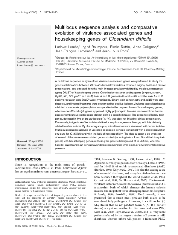 (PDF) Multilocus sequence analysis and comparative evolution of virulence-associated genes and ...