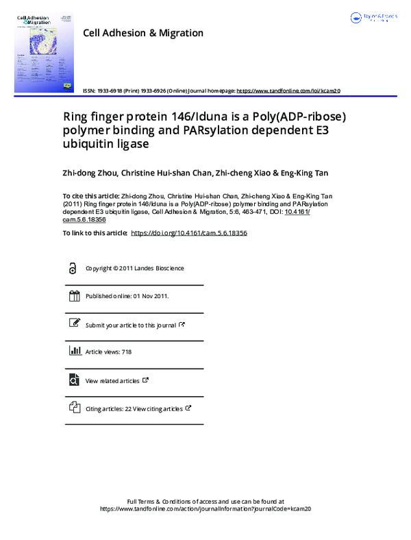 (PDF) Ring finger protein 146/Iduna is a Poly(ADP-ribose) polymer ...