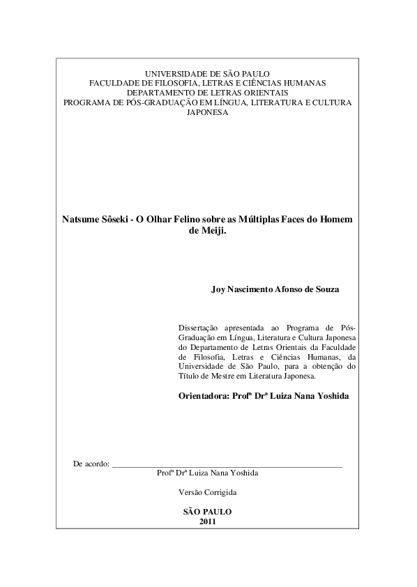 (PDF) Natsume Sôseki - o olhar felino sobre as múltiplas faces do homem ...