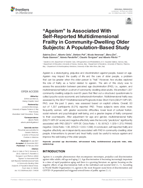 (PDF) “Ageism” Is Associated With Self-Reported Multidimensional Frailty in Community-Dwelling ...