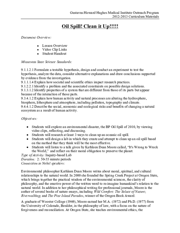 (PDF) Oil spill clean-up