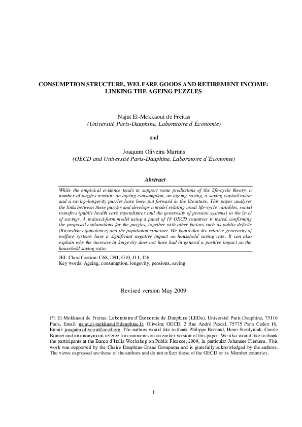 (PDF) Consumption Structure, Welfare Goods and Retirement Income ...