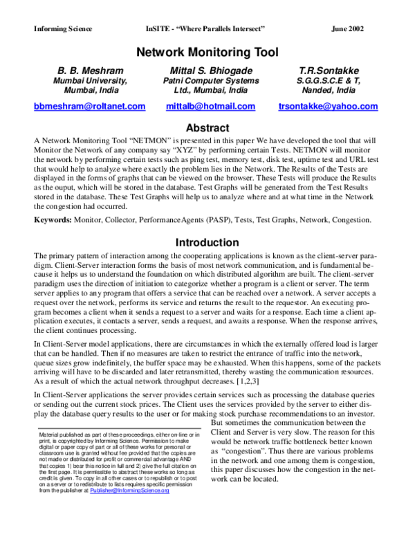 (PDF) Network Monitoring Tool
