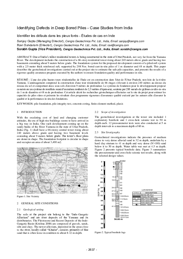 (PDF) Identifying Defects in Deep Bored Piles-Case Studies from India Identifier les défauts ...