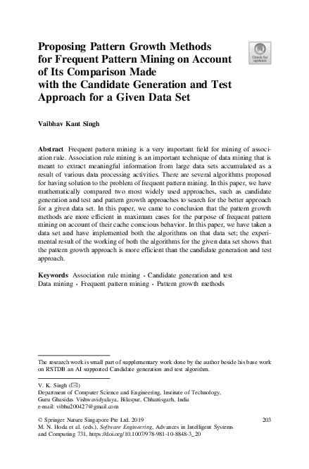 Pdf Proposing Pattern Growth Methods For Frequent Pattern Mining On Account Of Its Comparison