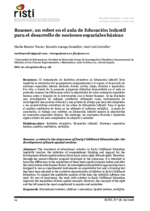 (PDF) Roamer, un robot en el aula de Educación Infantil para el ...