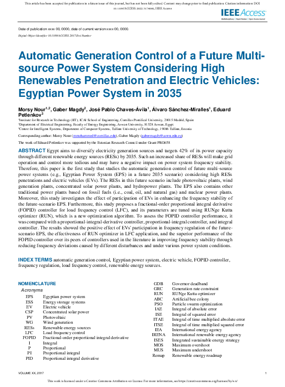 (PDF) Automatic Generation Control of a Future Multi-source Power ...