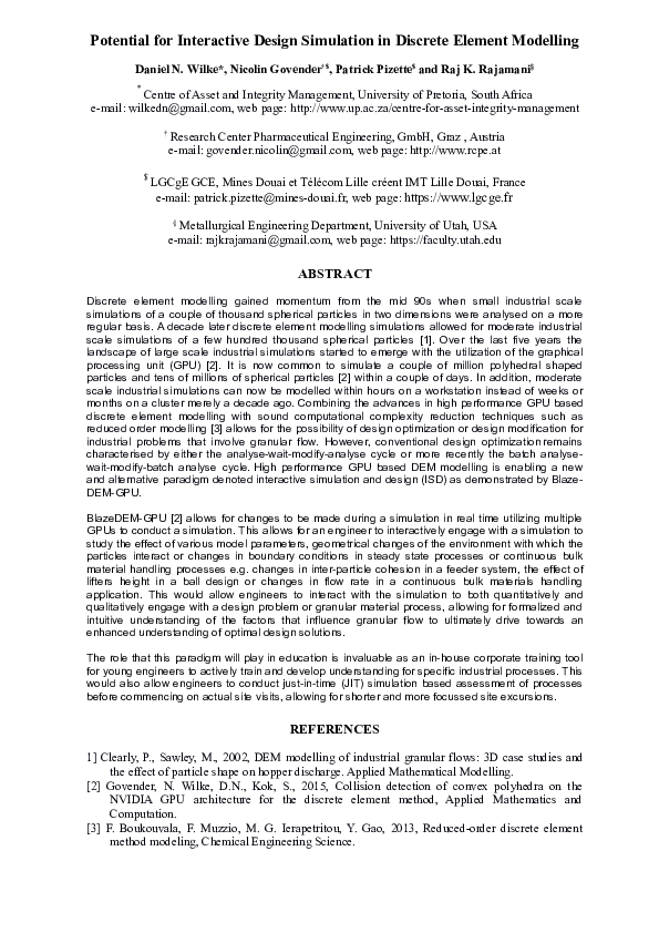 (PDF) Potential for interactive design simulations in discrete element ...