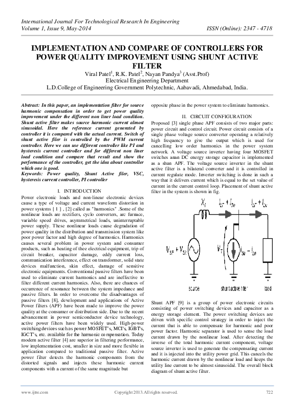 (PDF) Comparative Study of Controllers for Power Quality