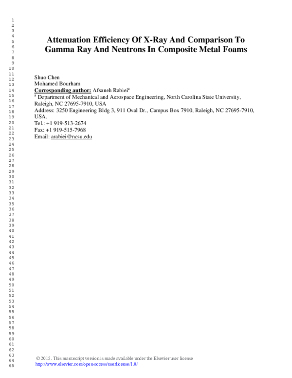 (PDF) Attenuation efficiency of X-ray and comparison to gamma ray and ...