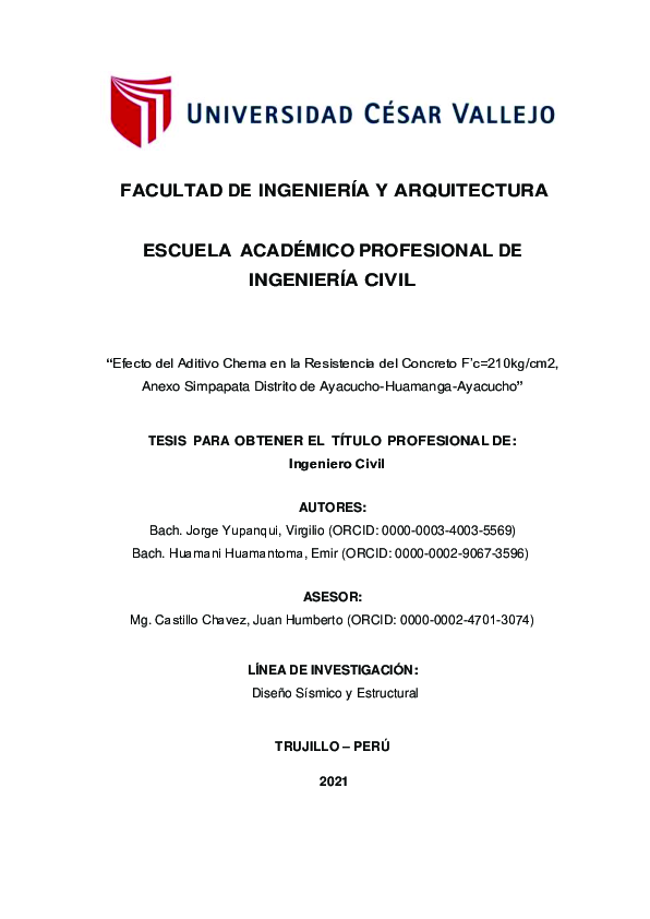 (PDF) Efecto del aditivo Chema en la resistencia del concreto F’c=210kg ...